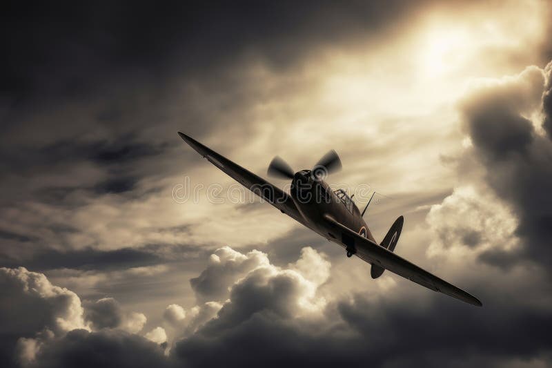 A Second World War Fighting Plane in a Dramatic Sky Created with ...