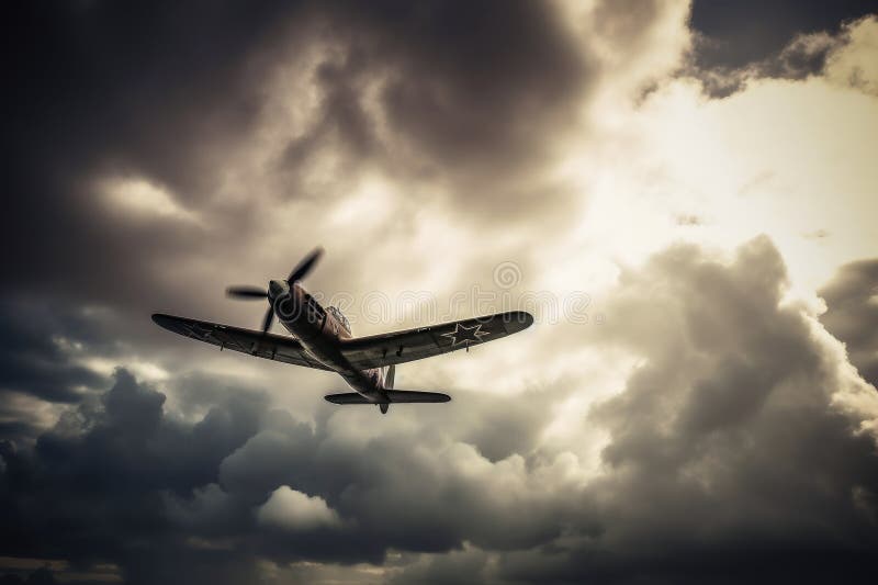 A Second World War Fighting Plane in a Dramatic Sky Created with ...