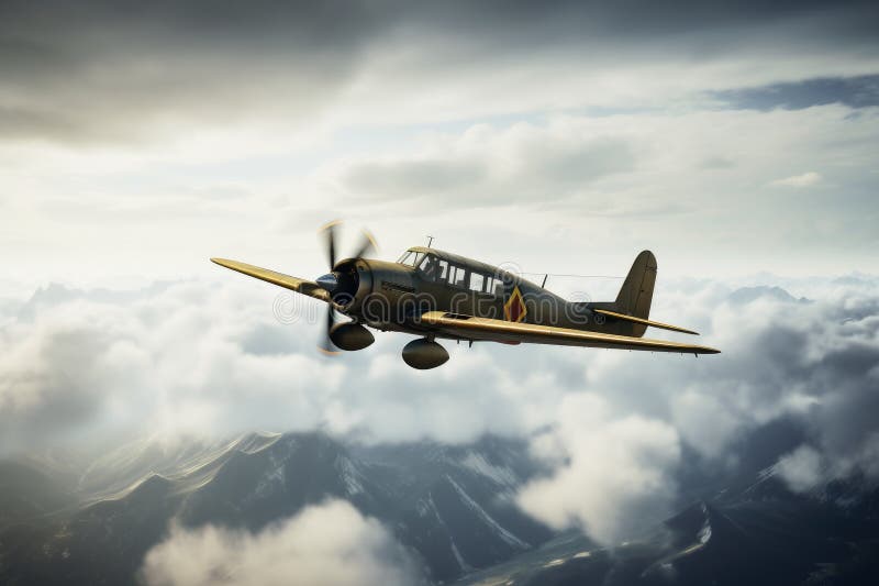 A Second World War Plane in the Dramatic Sky Stock Illustration ...
