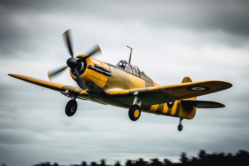 A Second World War Plane in the Dramatic Sky Stock Illustration ...
