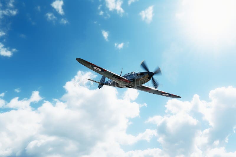 A Second World War Plane in the Dramatic Sky Stock Illustration ...