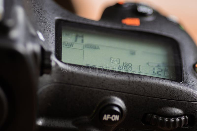 Secondary LCD Display of a Modern DSLR Camera with Camera Settings ...