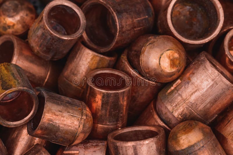 Secondary Raw Materials Copper Scrap, Selective Focus Stock Photo ...