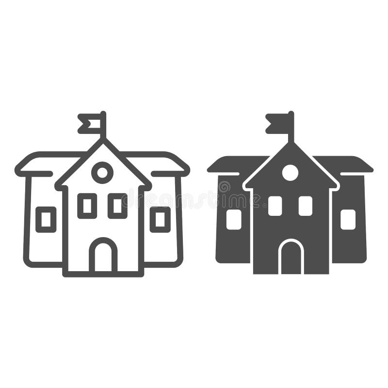 Secondary School Line and Solid Icon, Education Concept, Middle School ...