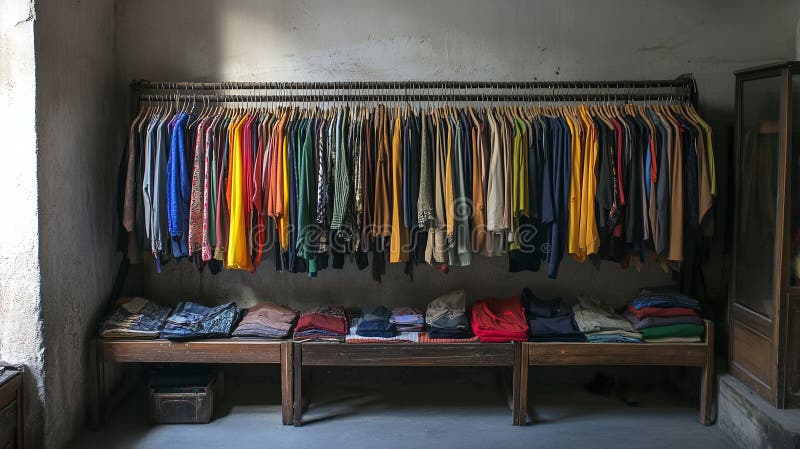 Secondhand Clothing Rack Neatly Arranged Minimalist Store Interior ...