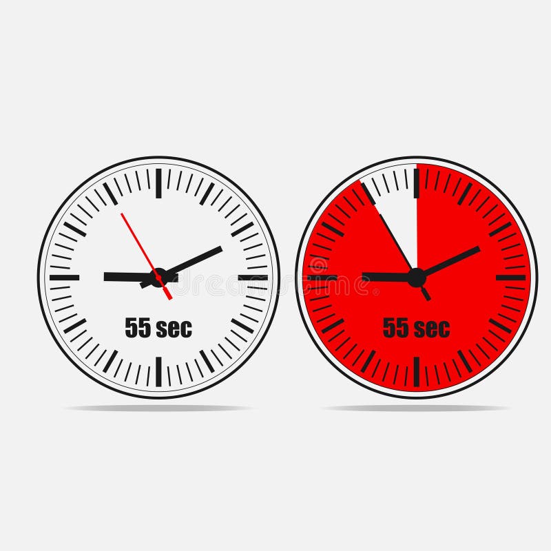 55 Seconds Clock Icon on Gray Background Stock Illustration ...