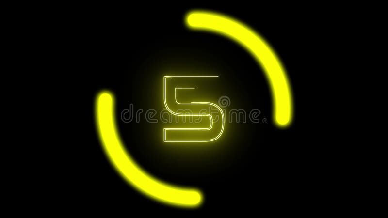 10 Seconds Countdown Timer Neon Circle Animation in Yellow Color. Stock ...