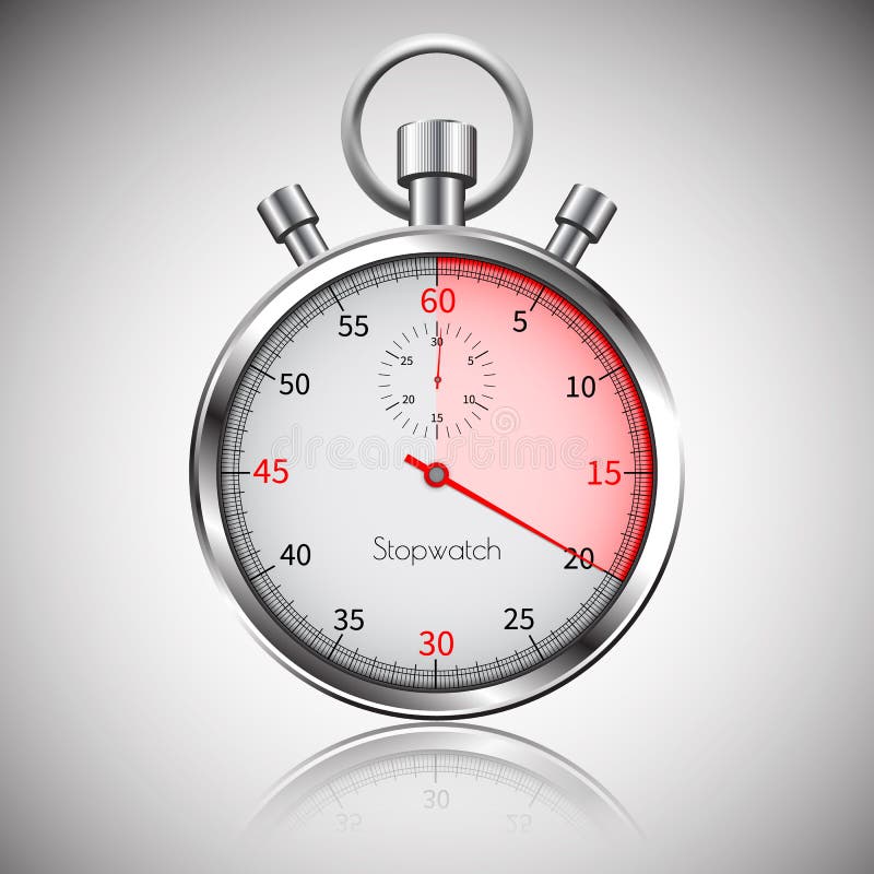 20 Seconds. Silver Realistic Stopwatch with Reflection Stock Vector ...