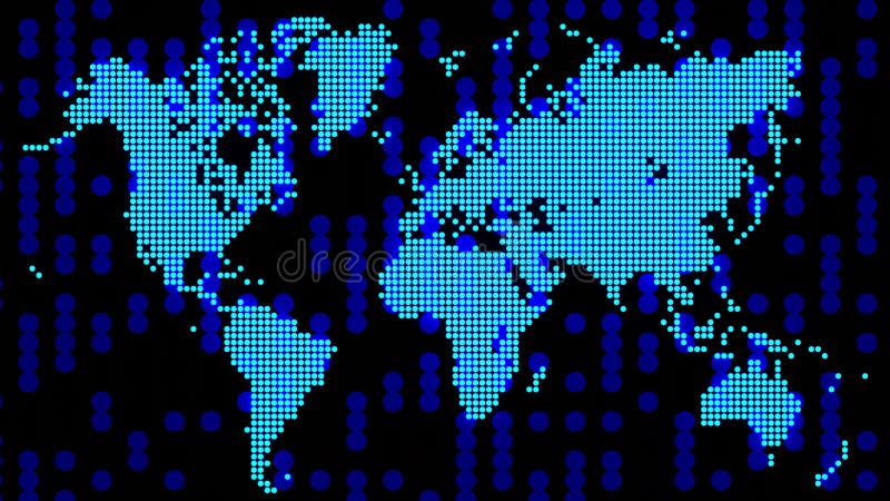 13 Seconds of Teal Dots World Map Vertical Moving Dark Blue Spots ...