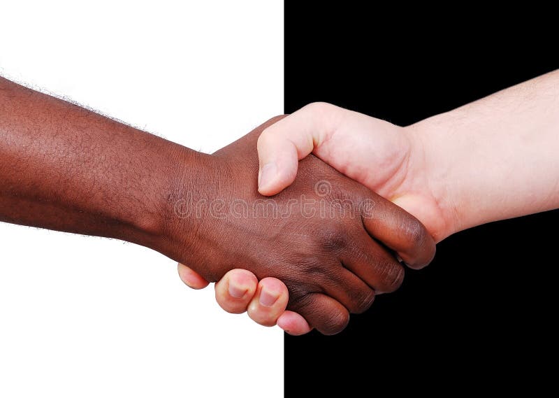 Secousse De Deux Mains, Noire Et Blanche Image stock - Image du ...