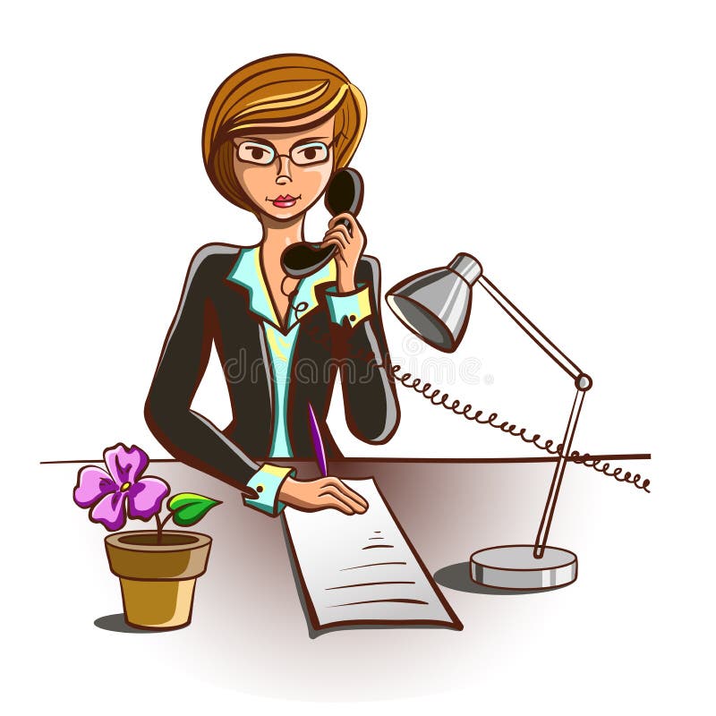 Secrétaire De Bande Dessinée Illustration de Vecteur - Illustration du ...