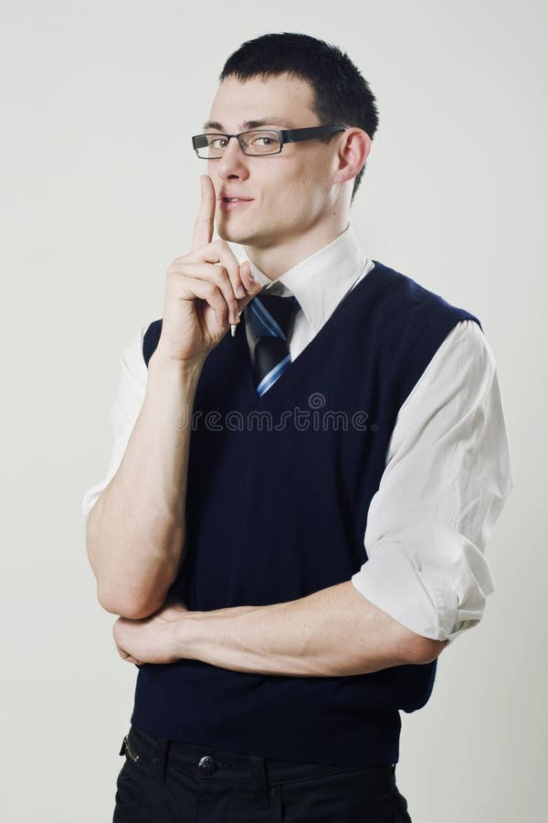 Secret stock image. Image of finger, contemplation, male - 10319533
