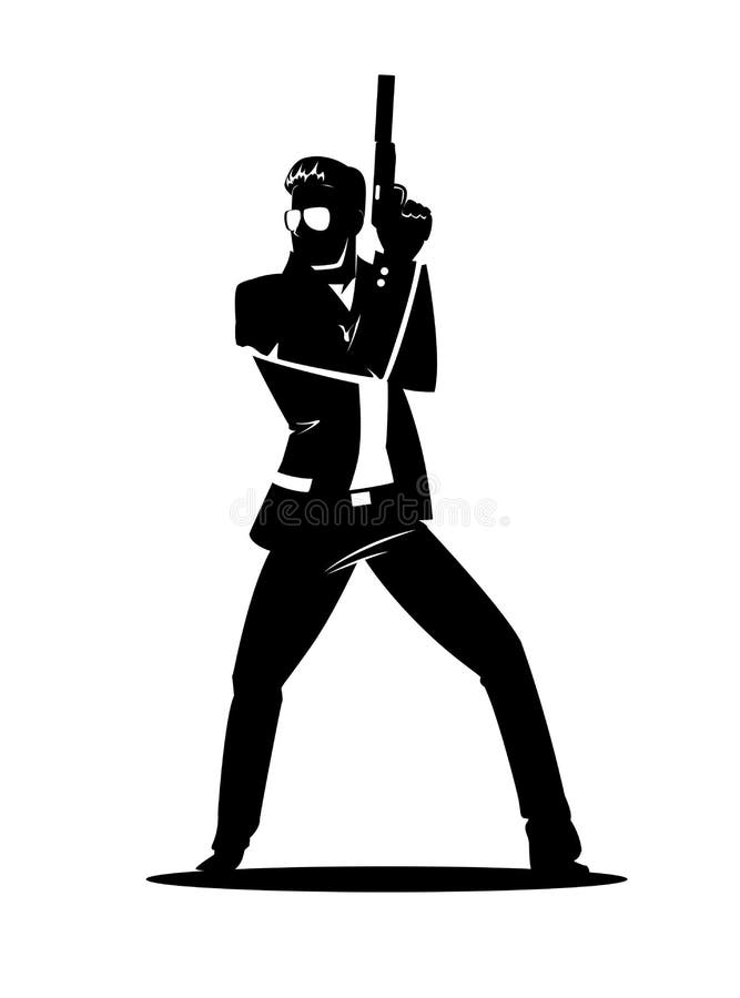 Secret agent with gun stock vector. Illustration of weapon - 106496406