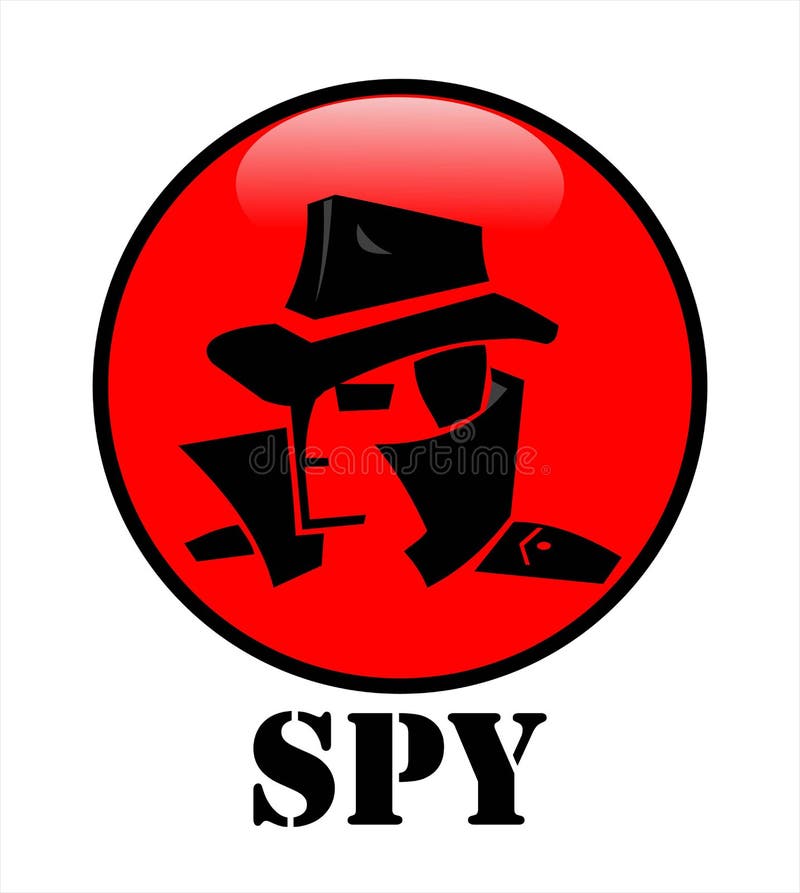 Secret Agent, Hacker, Spy Agent Head on the Red Cycle Button Stock ...