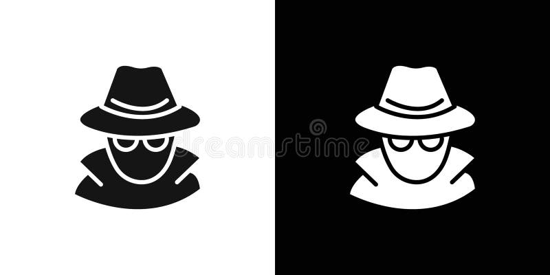Secret Agent Icon Flat Vector Set Outline Stock Vector - Illustration ...