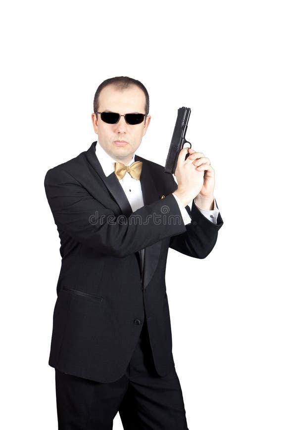 Secret Agent Pose stock image. Image of male, hair, draw - 14913839
