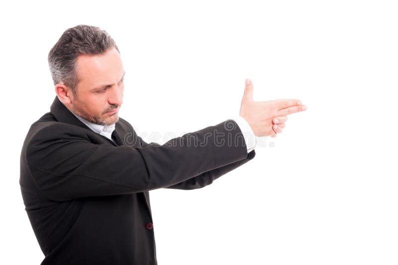 Secret Agent Taking Aim With His Hand Stock Image - Image of guard ...