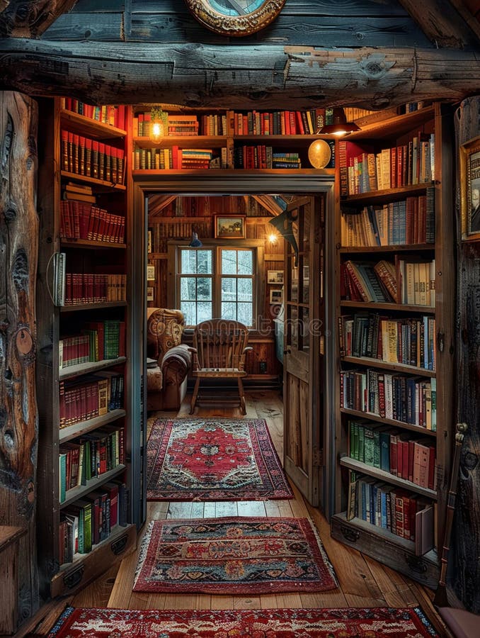Secret Attic Reading Room Hidden Behind a Bookcase Stock Photo - Image ...