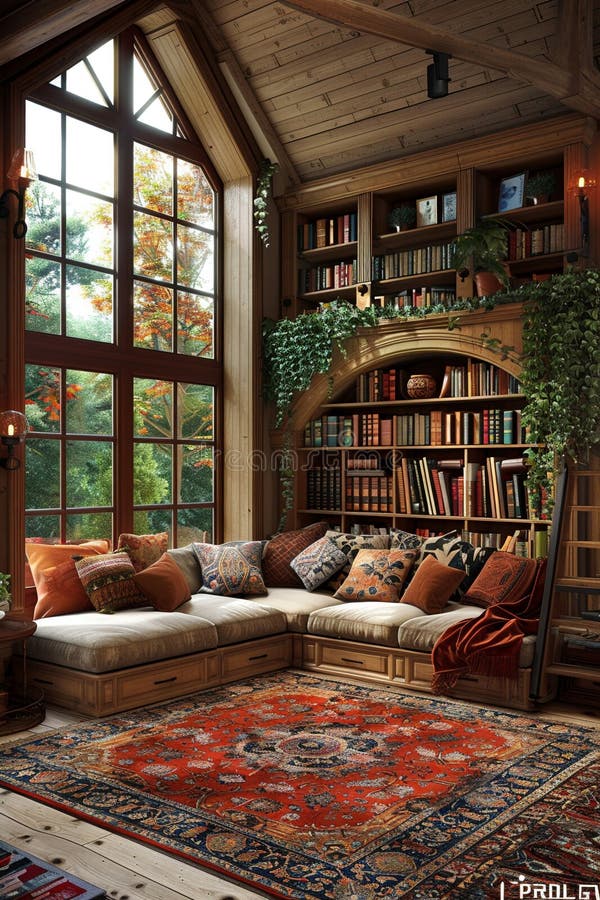 Secret Attic Reading Room Hidden Behind a Bookcase3D Render Stock ...