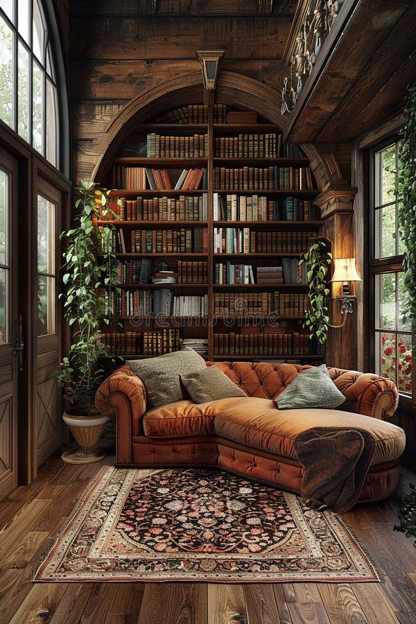 Secret Attic Reading Room Hidden Behind a Bookcase3D Render Stock ...