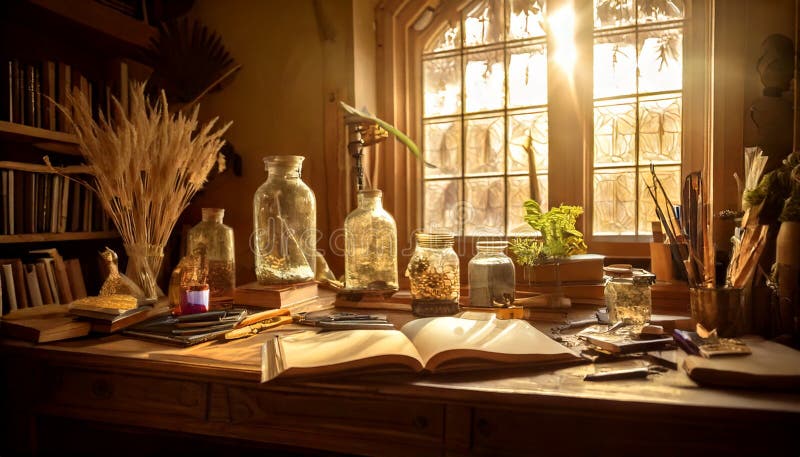 Secret Attic Studio with Floating Dreams in Glowing Jars and Animated ...