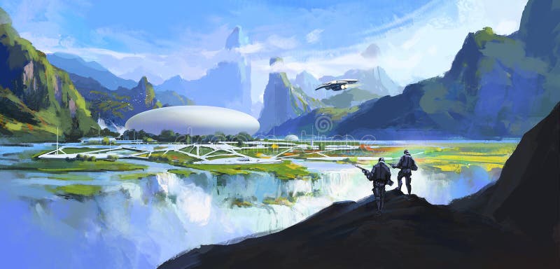 Secret Base in Secret Environment, Science Fiction Scene. Stock ...