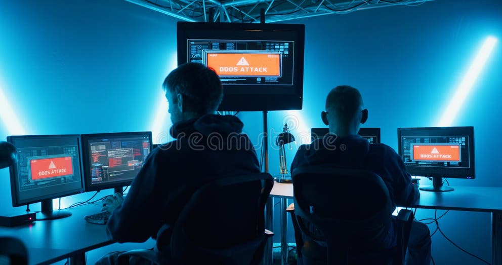 Secret Base with Hackers Working in Night Stock Image - Image of group ...