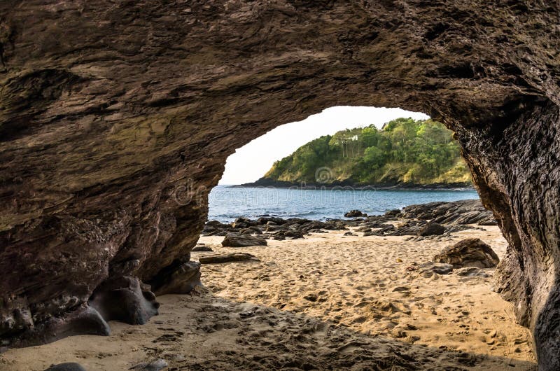 Secret Beach from Inside the Cave Stock Image - Image of sand, idyllic ...