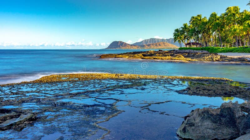 Secret Beach Morning in Oahu Hawaii Stock Image - Image of lagoon ...
