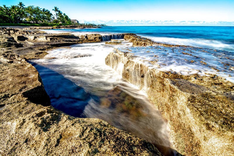 Secret Beach Morning in Oahu Hawaii Stock Image - Image of resort ...