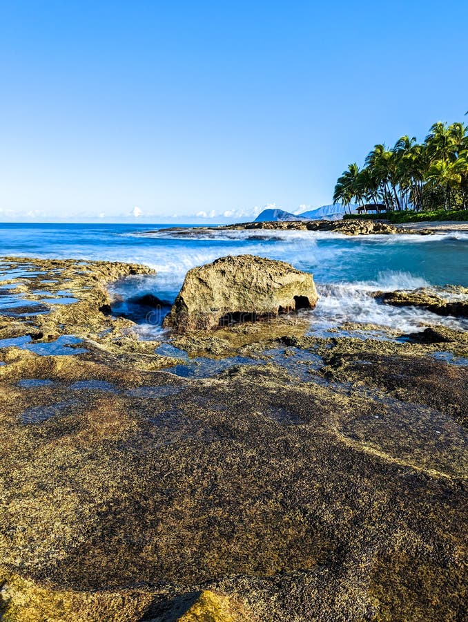 Secret Beach Oahu Island Hawaii Stock Photo - Image of horizon, sand ...