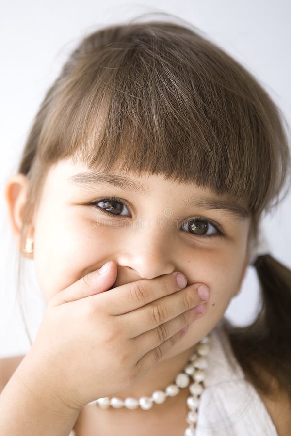 Secret. Beautiful Curious Girl with a Bead Stock Photo - Image of ...