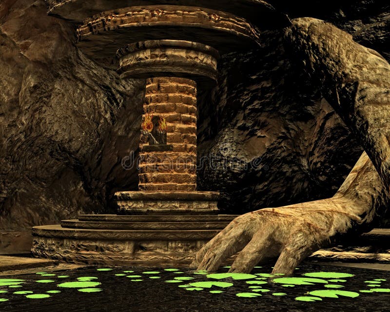 Secret Cave, 3D CG stock illustration. Illustration of forest - 65842543