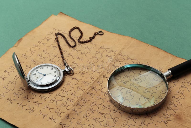 Secret code dancing men stock image. Image of magnifying - 152312105