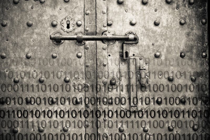 Secret Code File Concept Image Against an Old Rusty Metal Door Stock ...