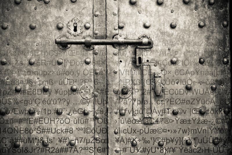 Secret Code File Concept Image Against an Old Rusty Metal Door Stock ...