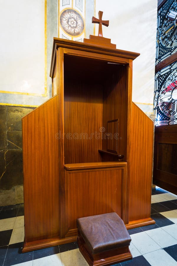 Confessional stock photo. Image of cross, antique, chapel - 76755278