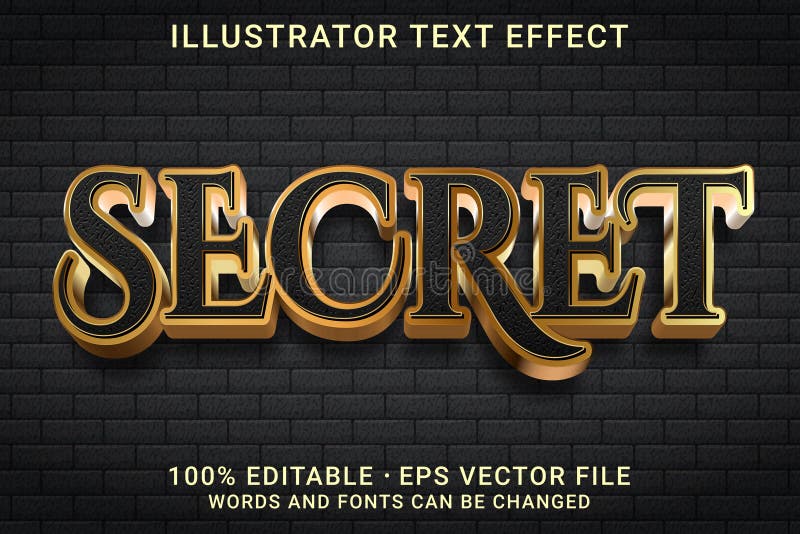 SECRET 3d -Editable Text Effect Stock Vector - Illustration of editable ...