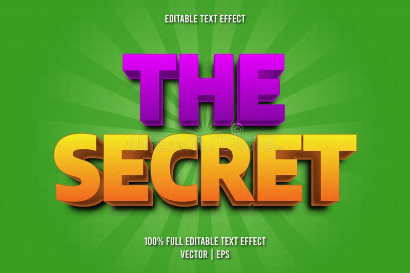 The Secret Editable Text Effect Cartoon Style Stock Vector ...