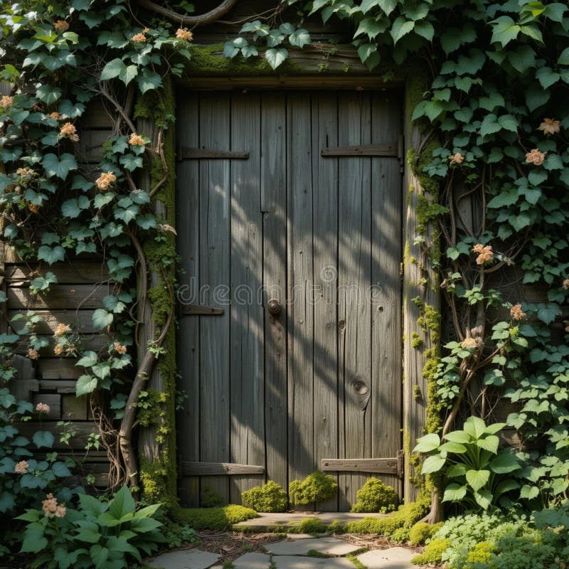 Secret Garden Door stock image. Image of plant, leaf - 358231747