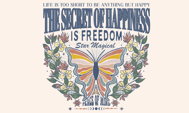 The Secret of Happiness is Freedom. Sun Moon. Stock Vector ...