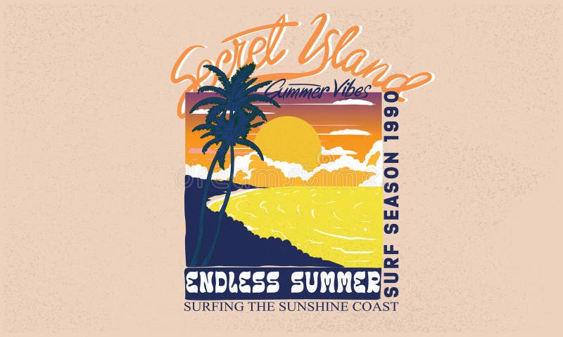 Secret Island. California Palm Tree. Stock Vector - Illustration of ...