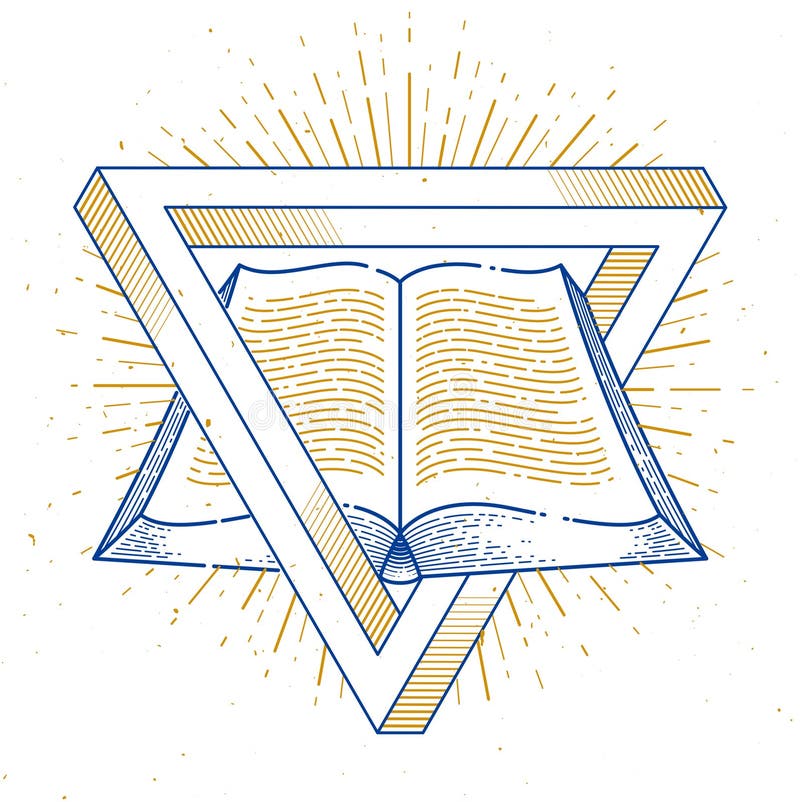 Secret Knowledge Vintage Open Book with Sacred Geometry Triangle ...