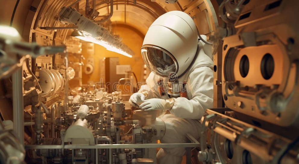 Secret Worker Working in the Secret Factory, Secret Laboratory Stock ...