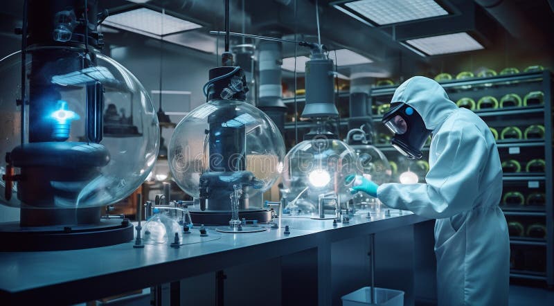 Secret Worker Working in the Secret Factory, Secret Laboratory Stock ...