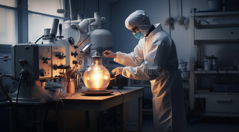 Secret Worker Working in the Secret Factory, Secret Laboratory Stock ...