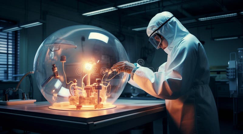 Secret Worker Working in the Secret Factory, Secret Laboratory Stock ...