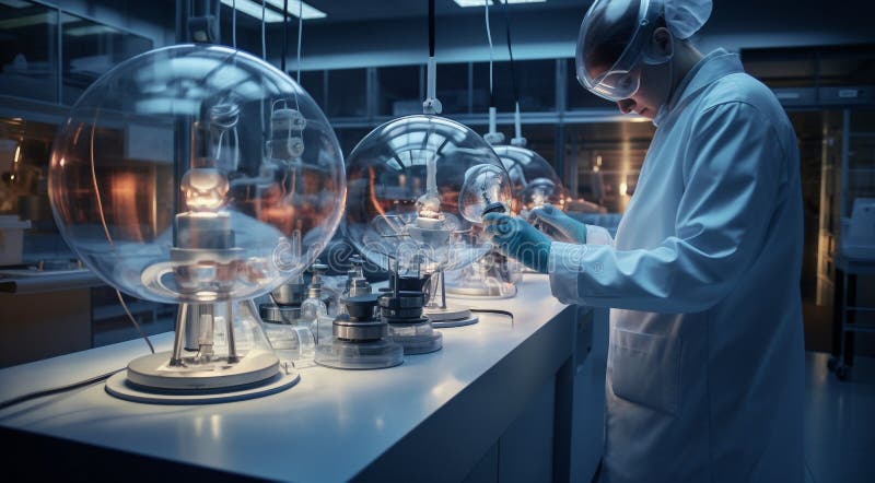 Secret Worker Working in the Secret Factory, Secret Laboratory Stock ...