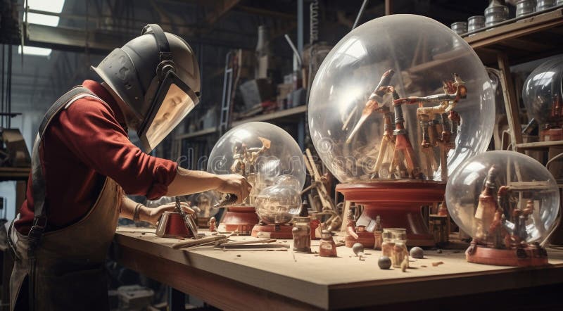 Secret Worker Working in the Secret Factory, Secret Laboratory Stock ...