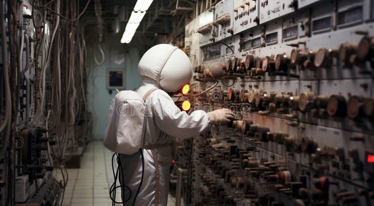 Secret Worker Working in the Secret Factory, Secret Laboratory Stock ...